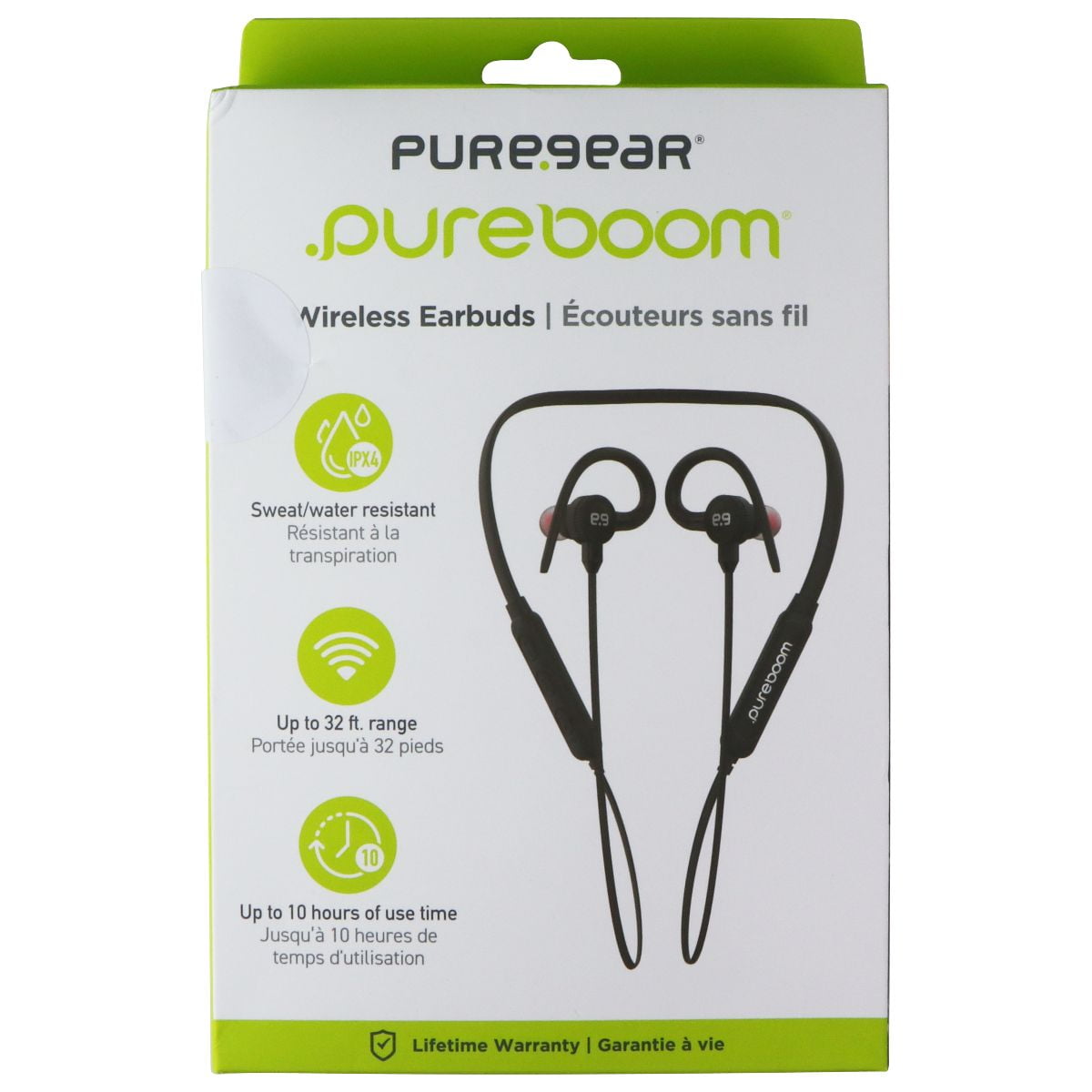 PureGear PureBoom Sport Wireless Earbuds with Built-in Mic - Black ...