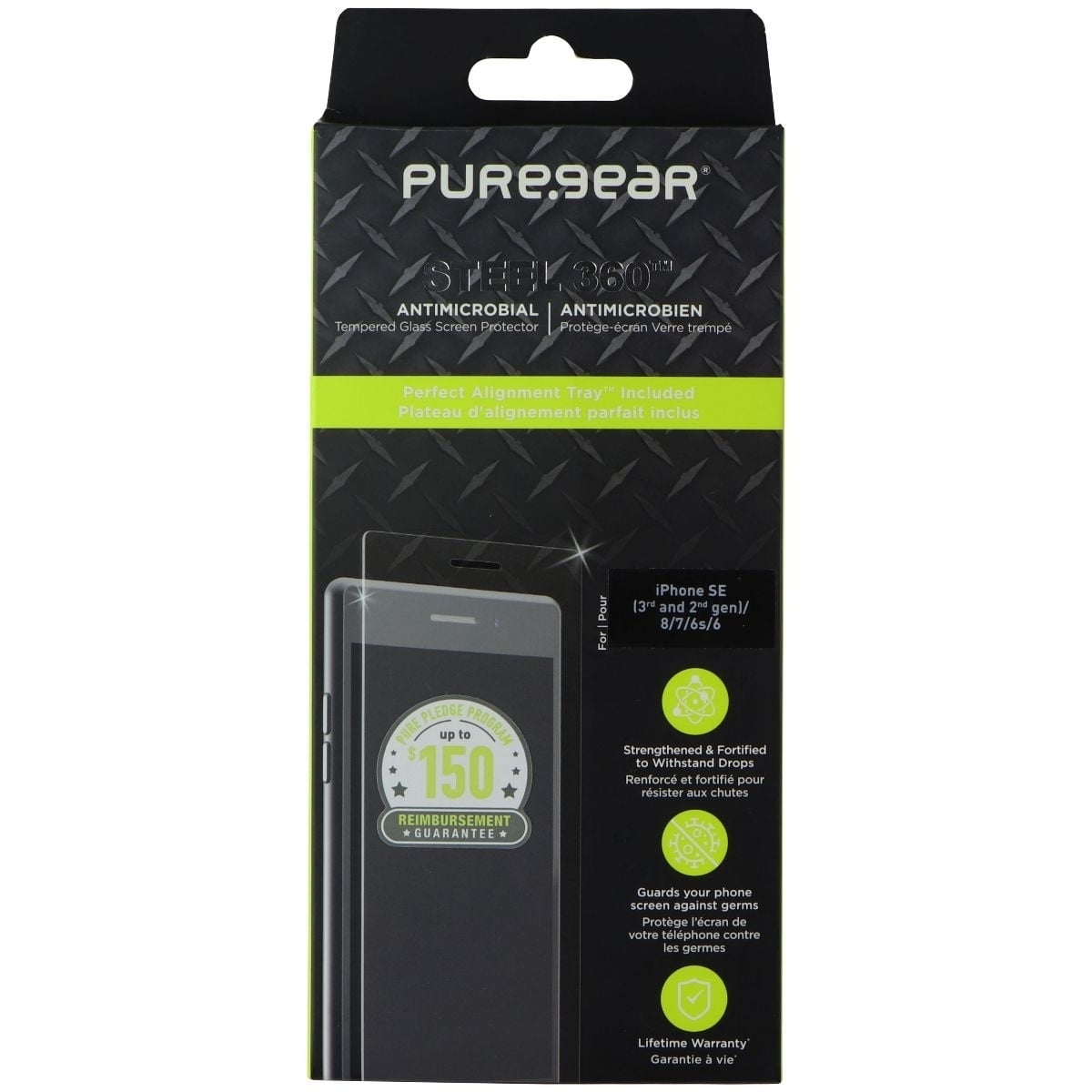 PureGear Steel 360 Screen Protector for iPhone SE (2022/2020)/8/7/6s/6 ...