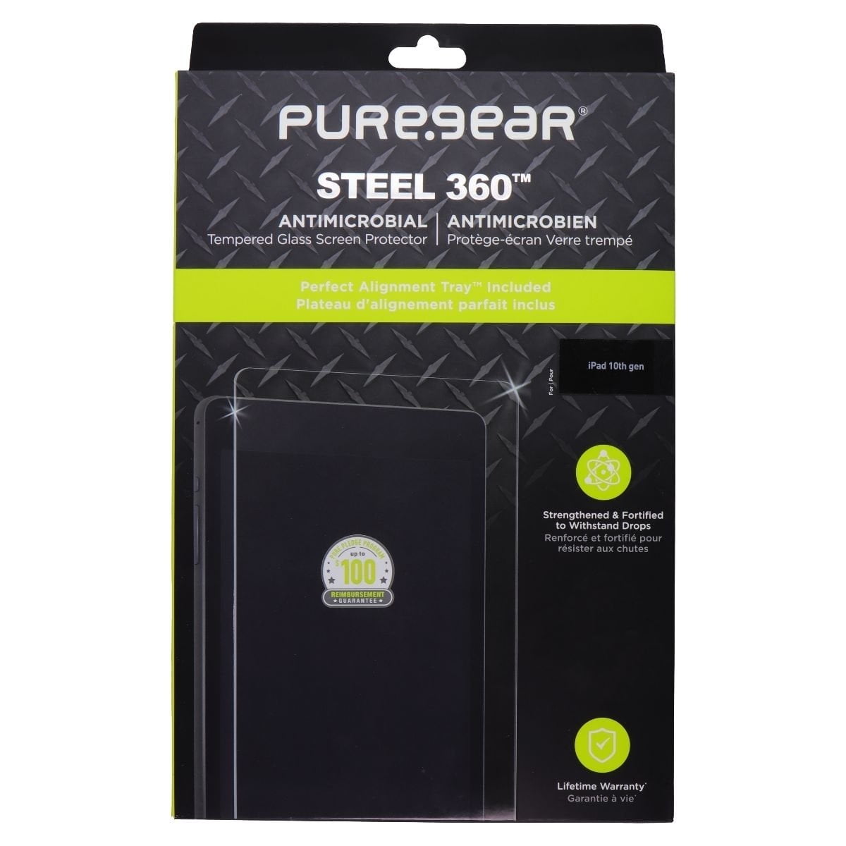 PureGear Steel 360 Screen Protector w/Alignment Tray for iPad (10th Gen ...