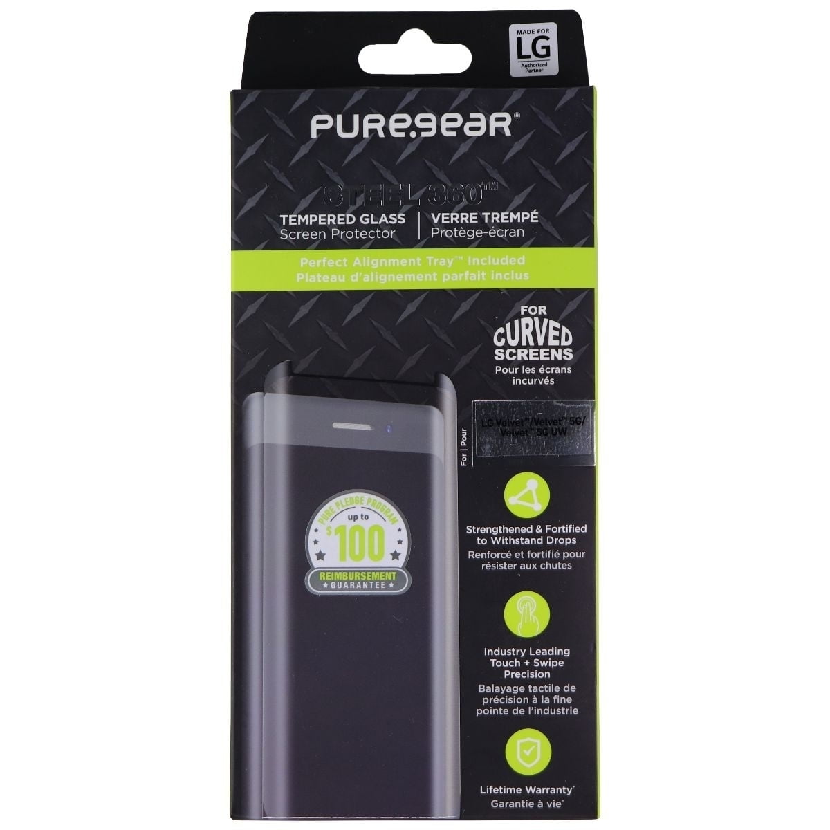PureGear Steel 360 Tempered Glass Protector for LG Velvet 5G / Velvet ...