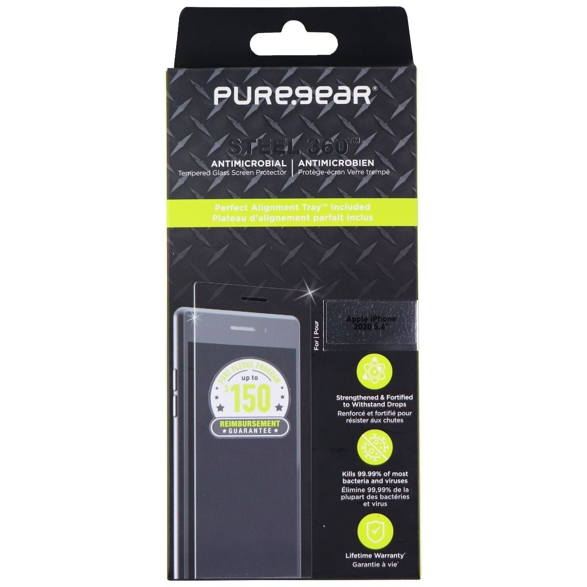 PureGear Steel 360 Tempered Glass Protector for iPhone 12 mini - Clear ...