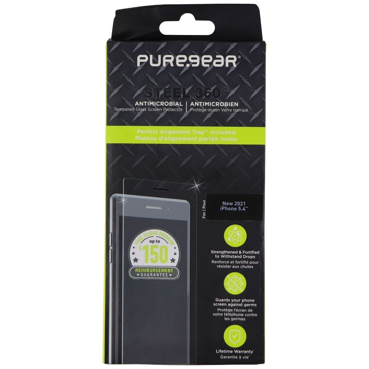 PureGear Steel 360 Tempered Glass Protector for iPhone 13 Mini - Clear ...