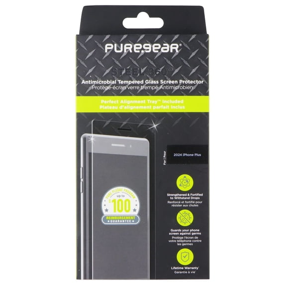 PureGear Steel 360 Tempered Glass Screen Protector for Apple iPhone 16 ...