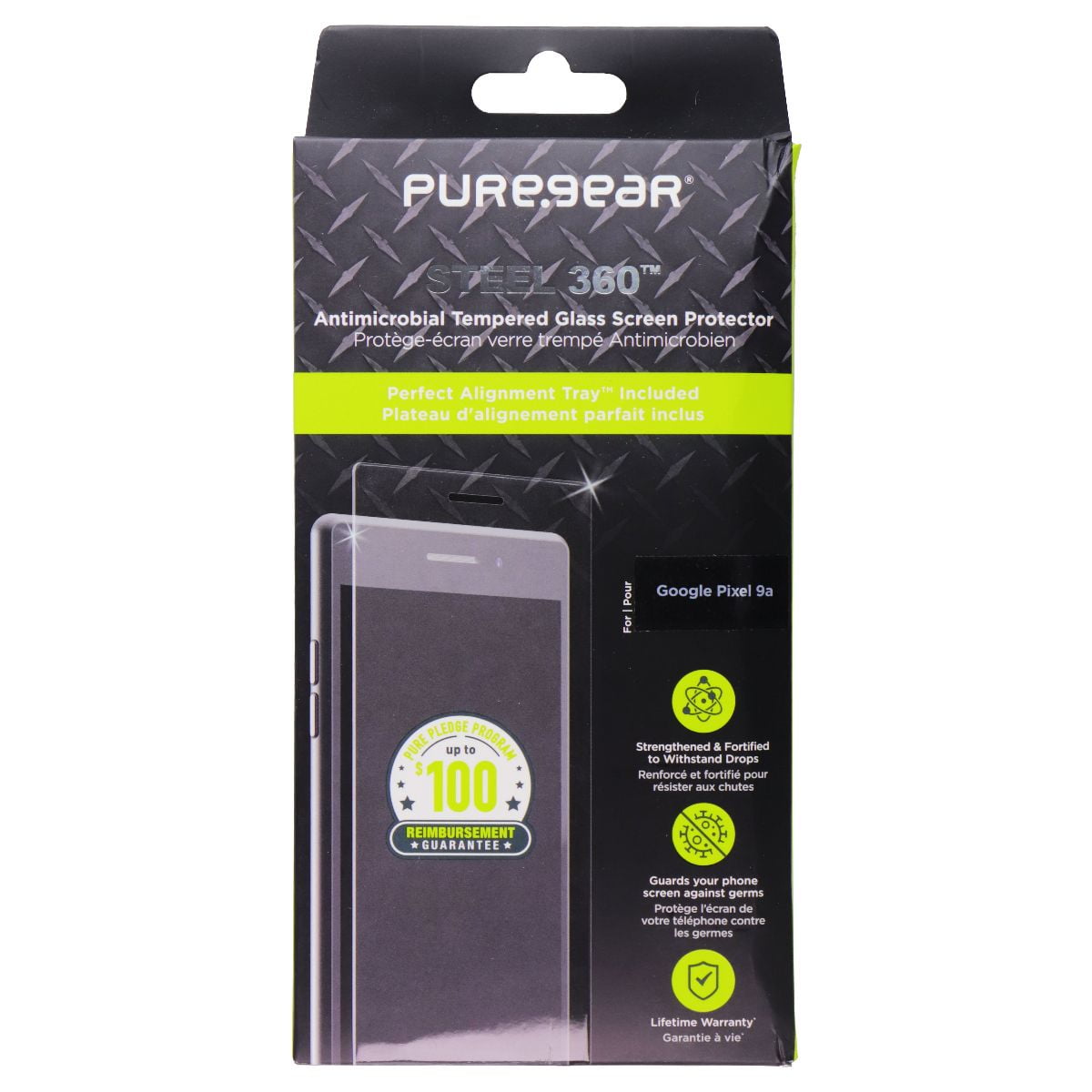 PureGear Steel 360 Tempered Glass Screen Protector for Google Pixel 9a ...