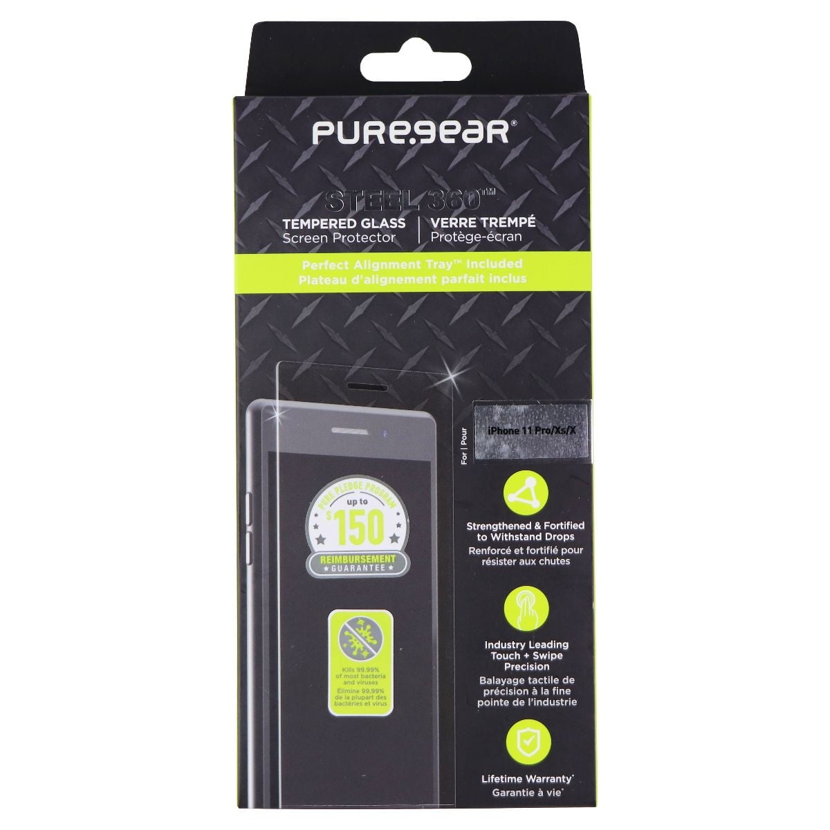 PureGear Steel 360 Tempered Glass for Apple iPhone 11 Pro / iPhone Xs ...