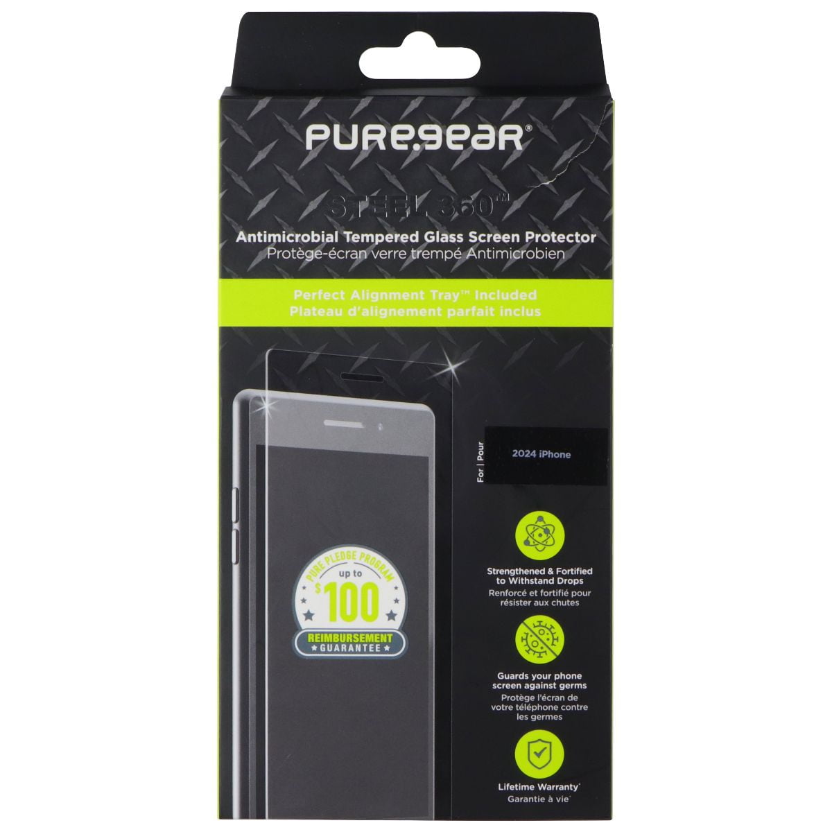 PureGear Steel 360 Tempered Screen Glass Protector for Apple iPhone 16 - Walmart.com