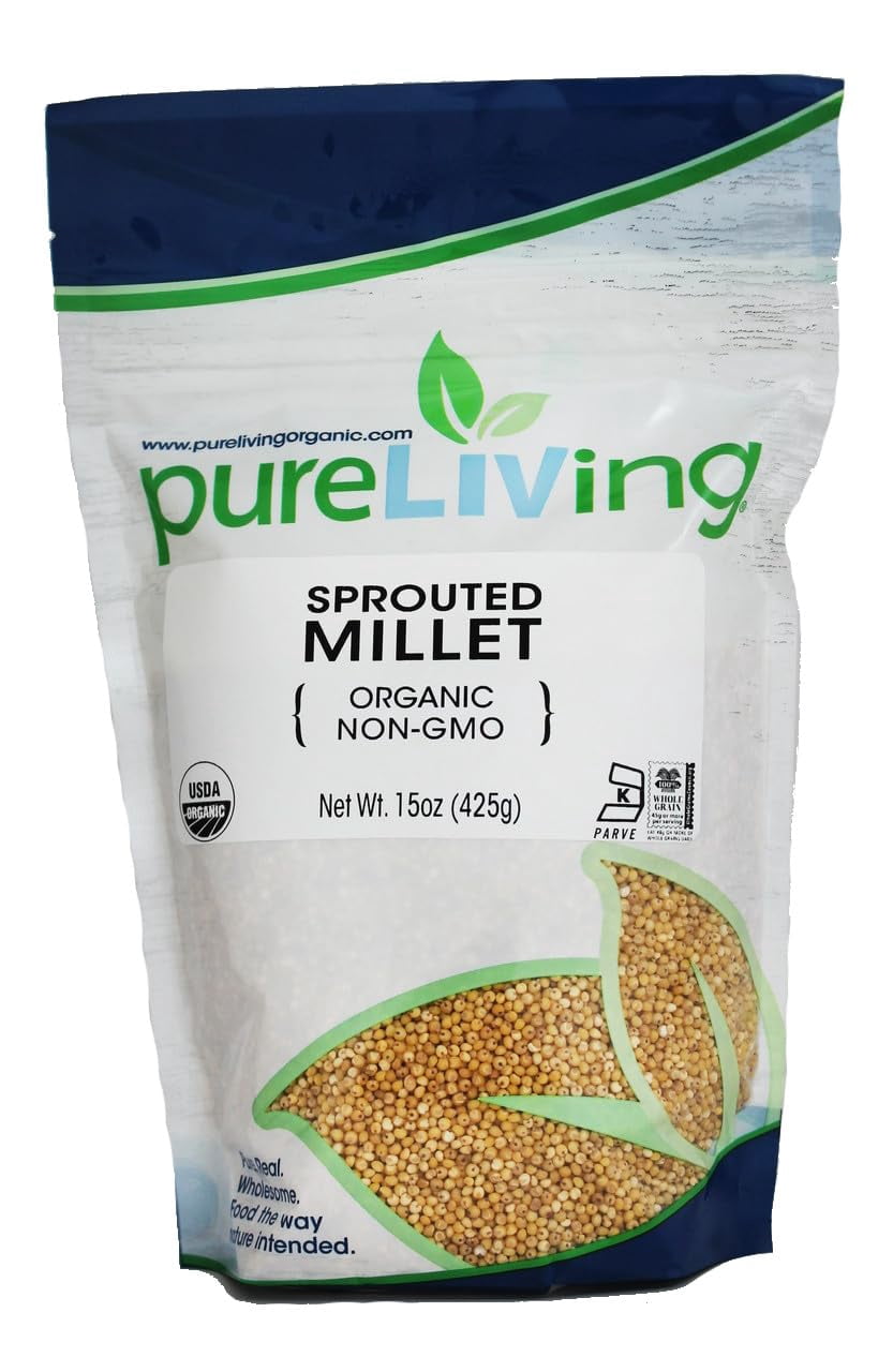 PureLiving Sprouted Organic Millet STF9 Grain Non-GMO - 15 Ounce Bag ...