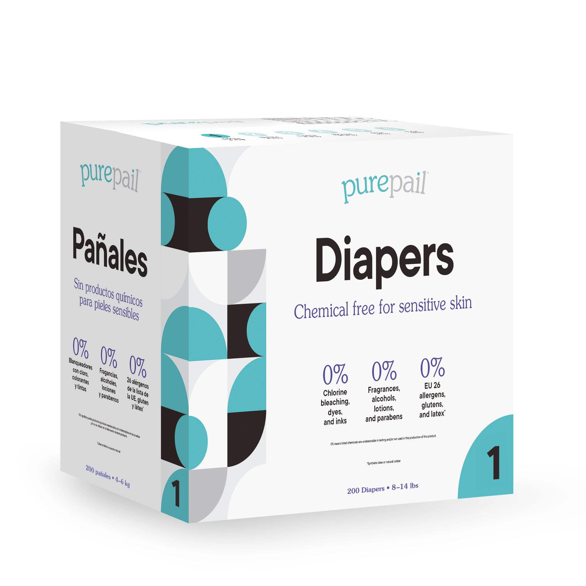 PurePail Baby Diapers, Size 1 (8-14 lbs), Chemical Free, Unscented ...