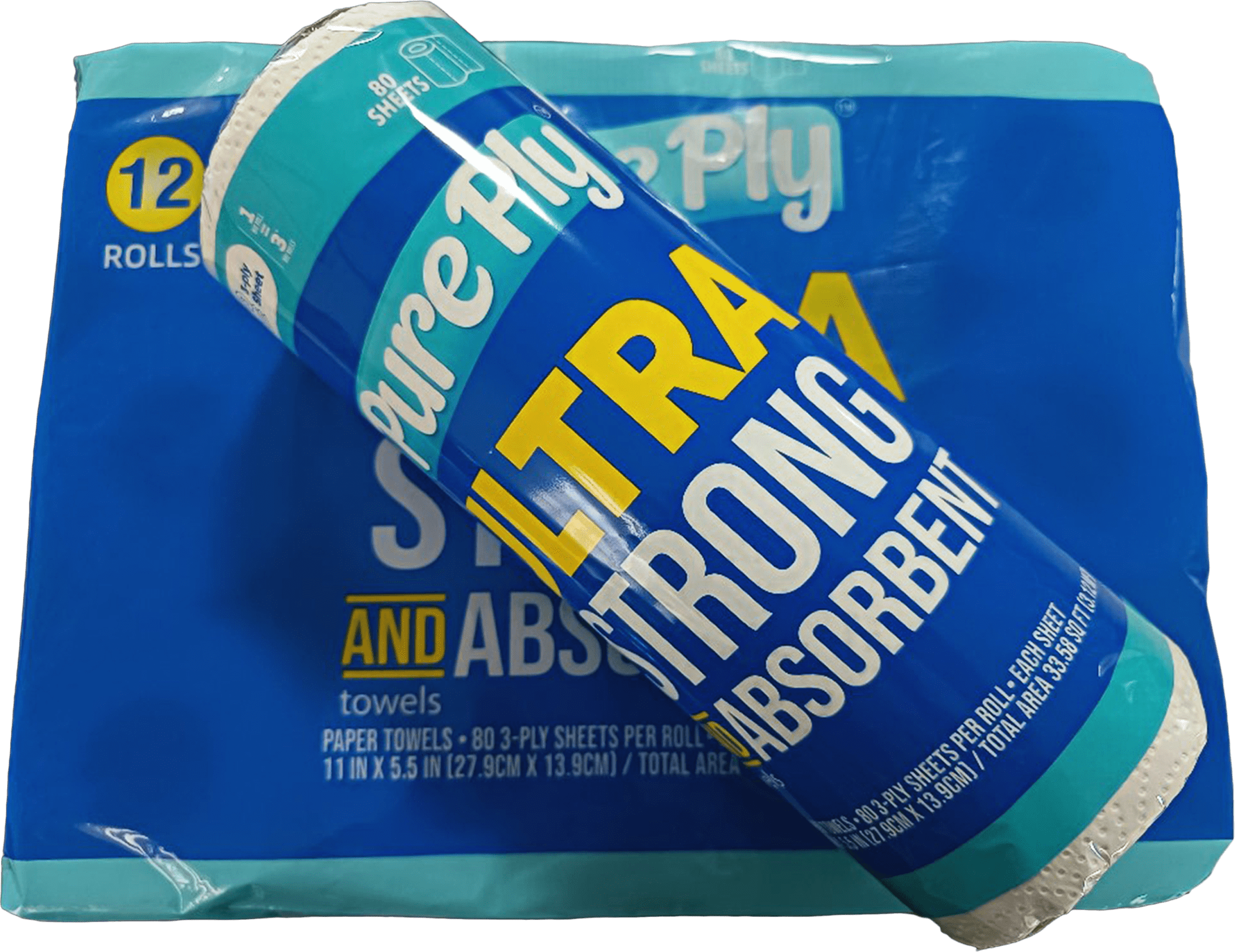 PurePly 3-ply 80 Sheets 12 Roll Paper Towel, Individually Wrapped ...