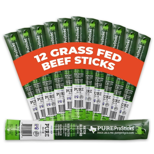 PureProSTICKS - 12 pack XEF1 of 100% Grass Fed Beef Sticks Hatch ...
