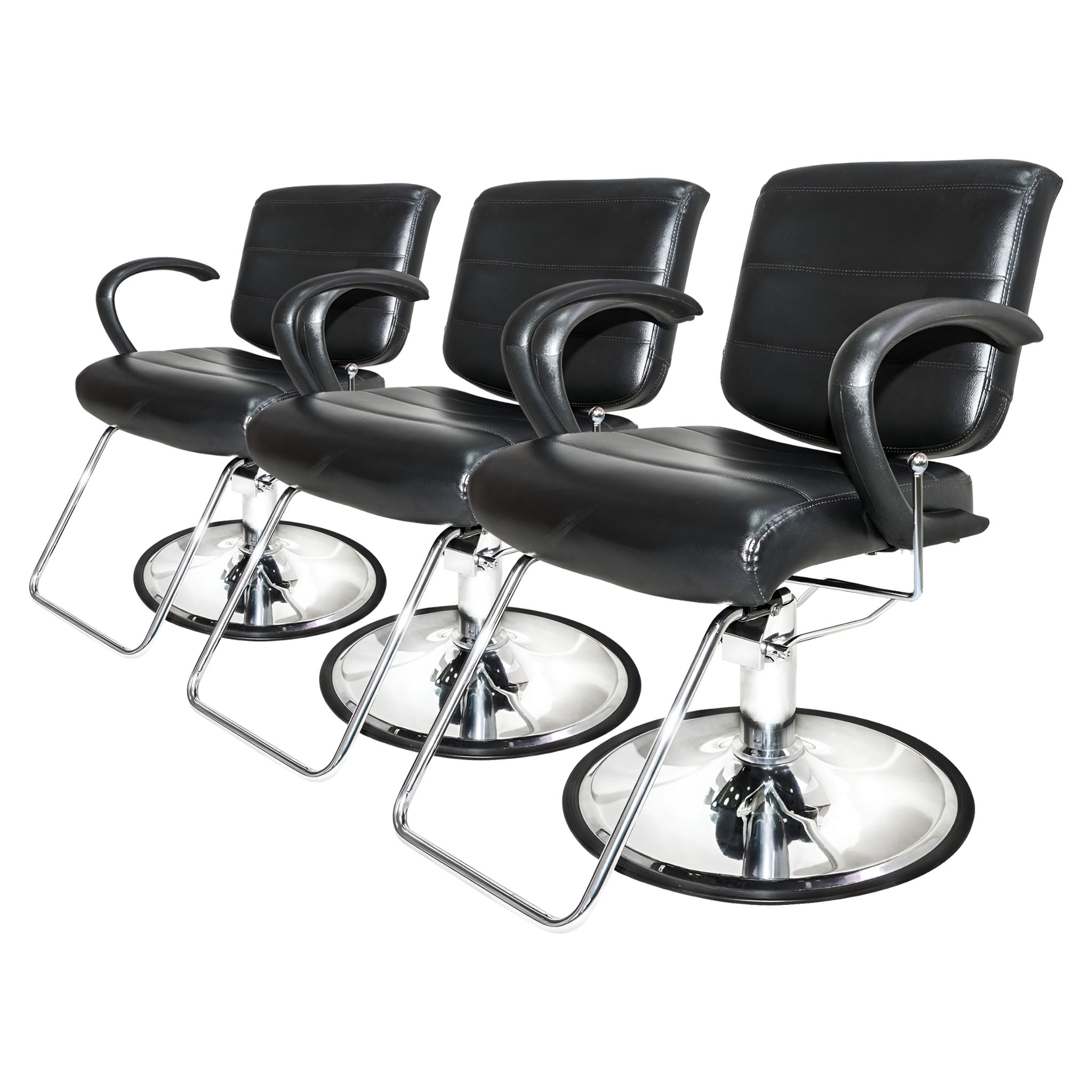 PureSana Chromium 3 Pack Professional Salon Chairs, 360 Degree Swivel ...