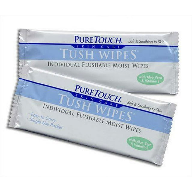 PureTouch Tush Wipes for adults Individual Flushable Moist Wipes BULK ...