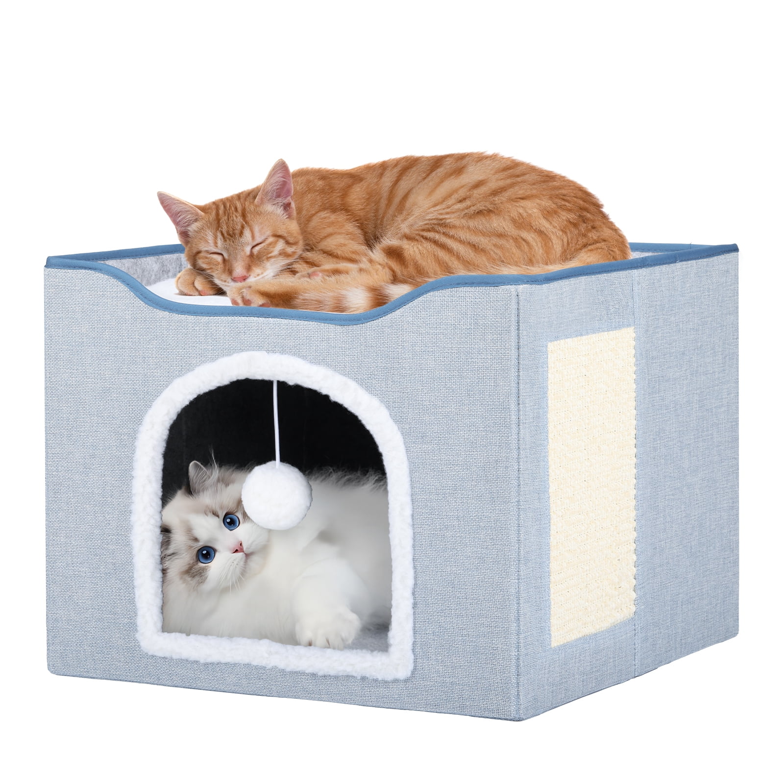 PureWags Cat Cube House with Reversible Cushions and Fluffy Hanging ...