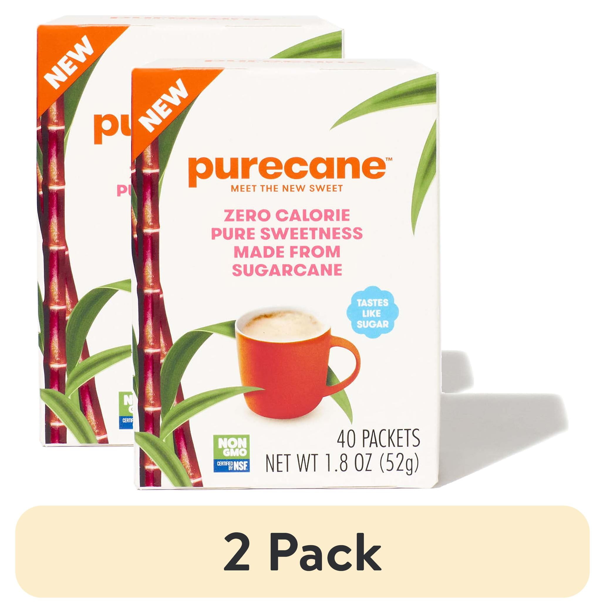 (2 pack) Purecane Zero Calorie Sugarcane Derived Sweetener, 40 Packets ...