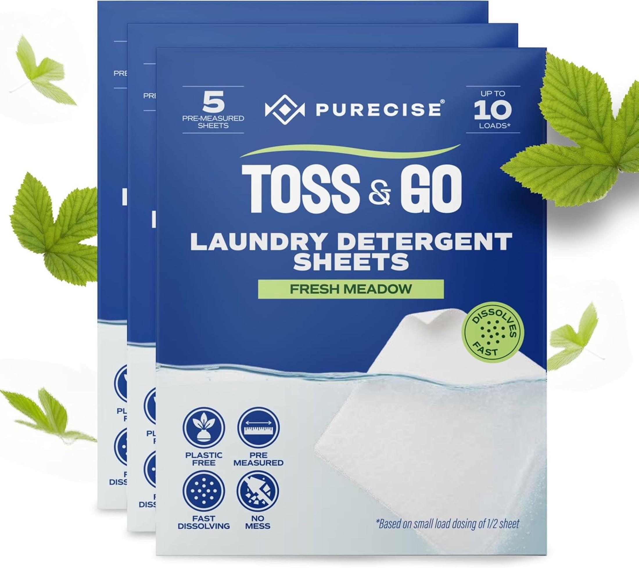 Purecise Toss & Go Laundry Detergent Sheets Eco Friendly 3 Pack 15 ...