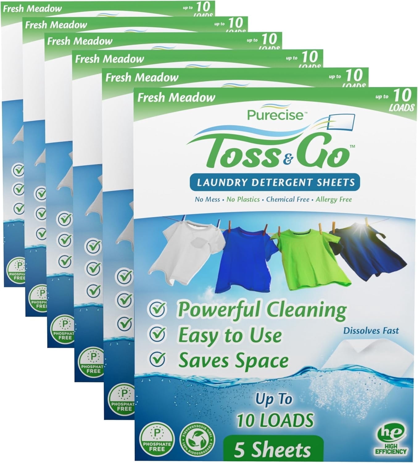 Purecise Clean Toss & Go Laundry Sheets, Eco-Friendly Laundry Detergent ...