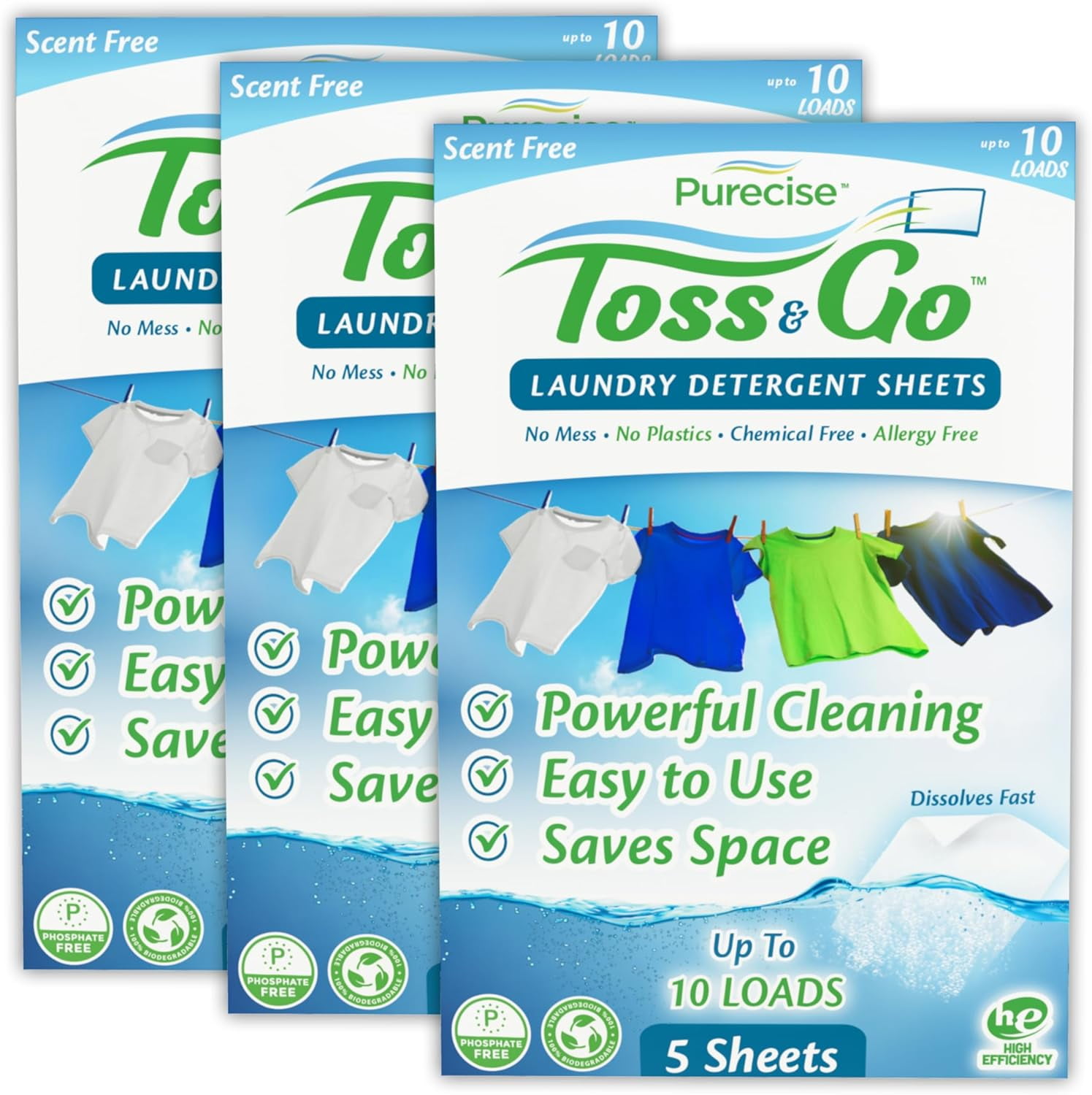 Purecise Clean Toss & Go Laundry Sheets, No-Mess, Eco-Friendly Laundry ...