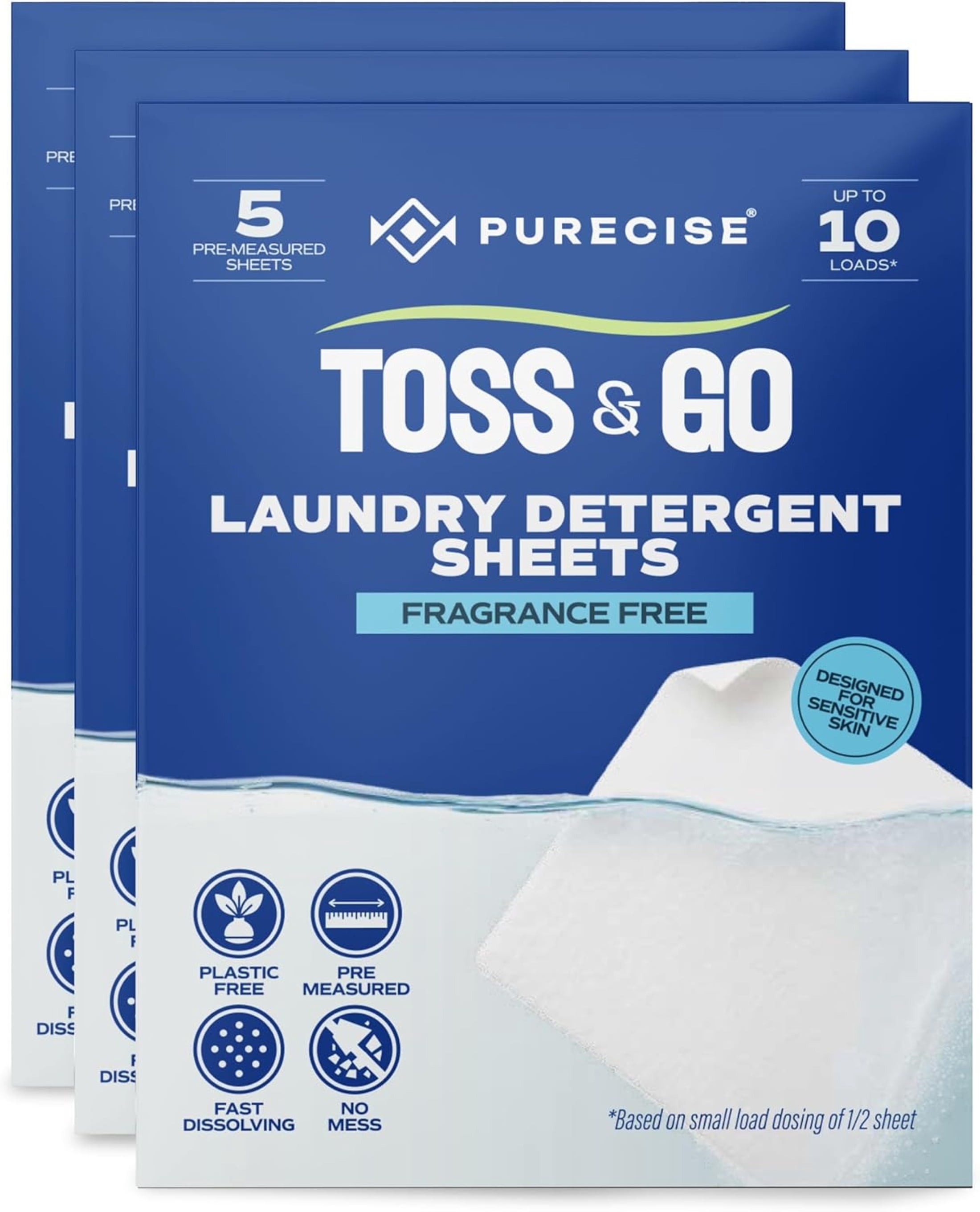 Purecise Clean, Toss & Go Laundry Sheets, 15 Count, Eco Friendly 3pk ...