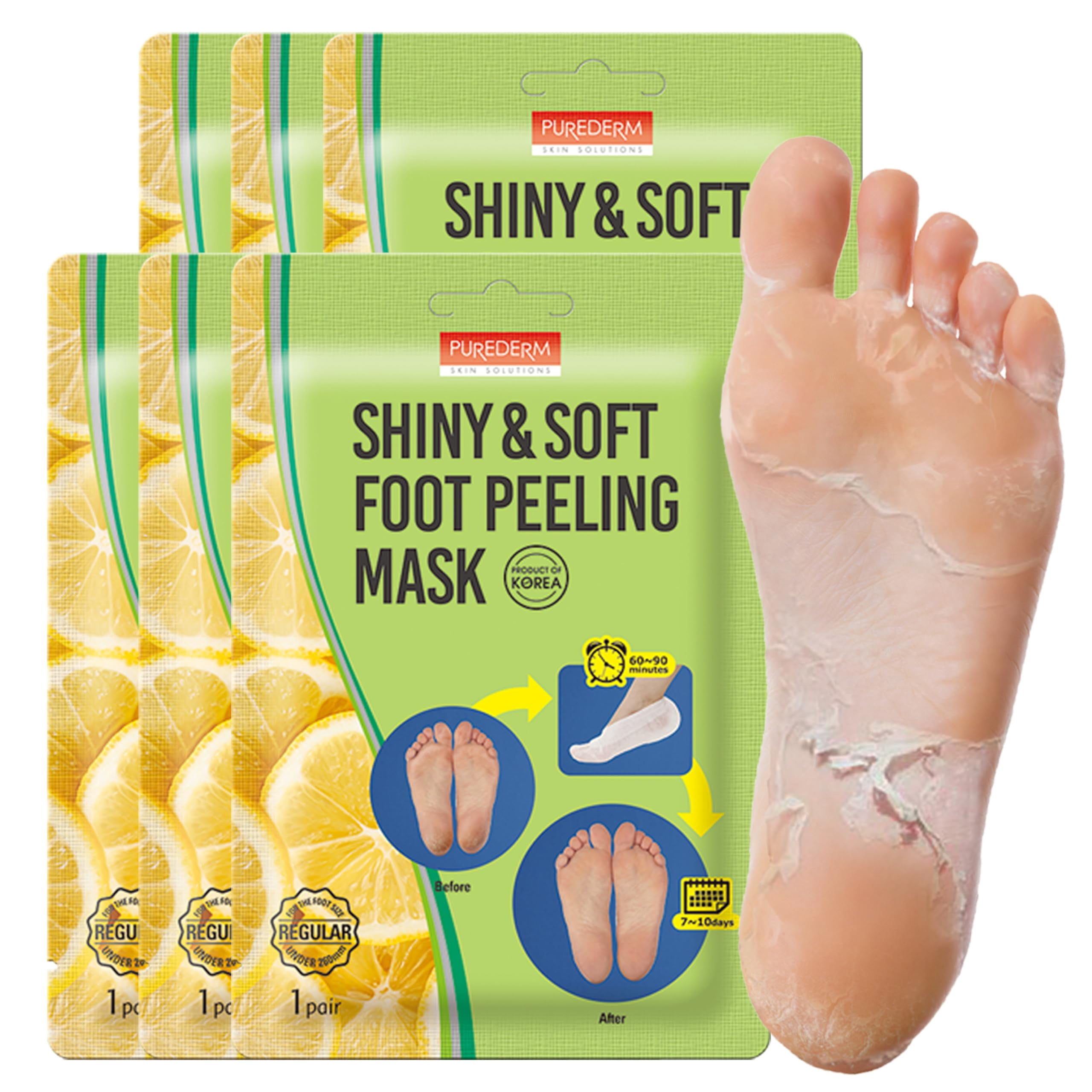Purederm Shiny & Soft AIF9 Foot Peeling Mask (6 pack) - For smooth and ...