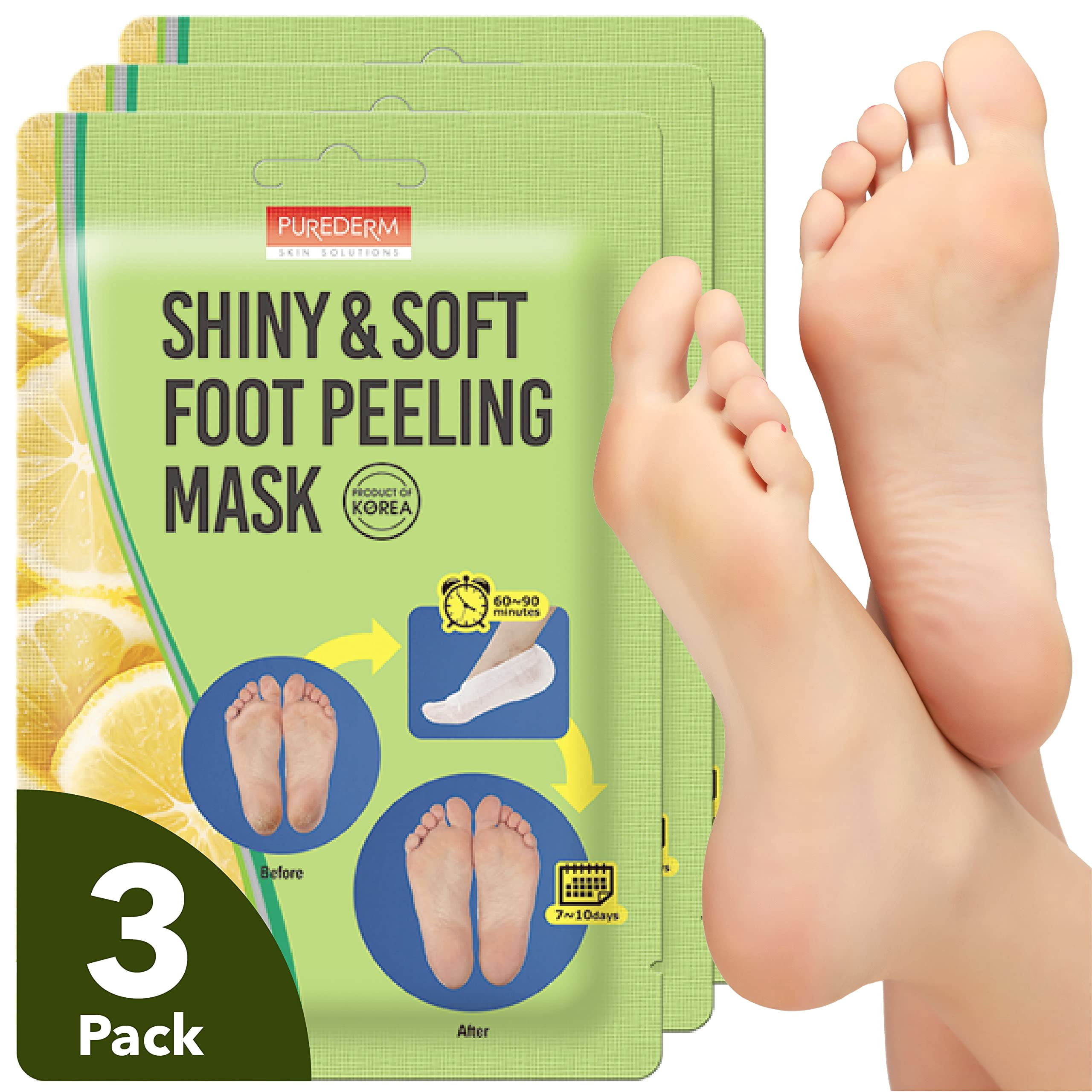Purederm Shiny & Soft SBF3 Foot Peeling Mask (3 pack) - For smooth and ...