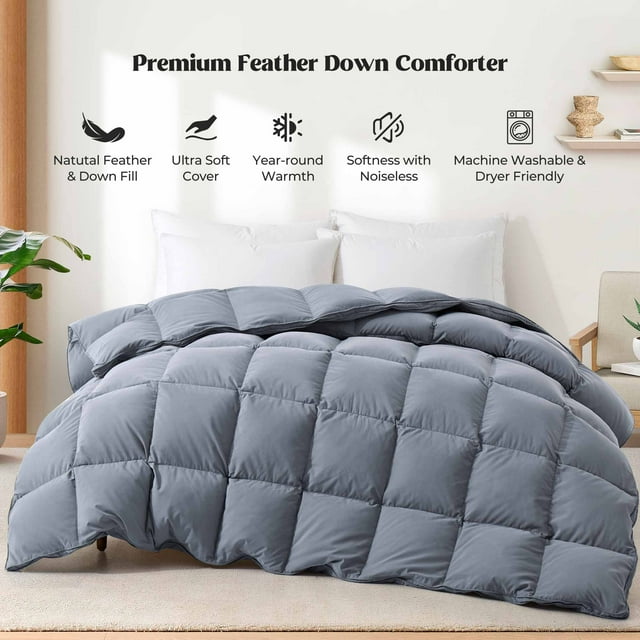 Puredown - Medium Weight Goose Feather and Down Comforter, Feather ...