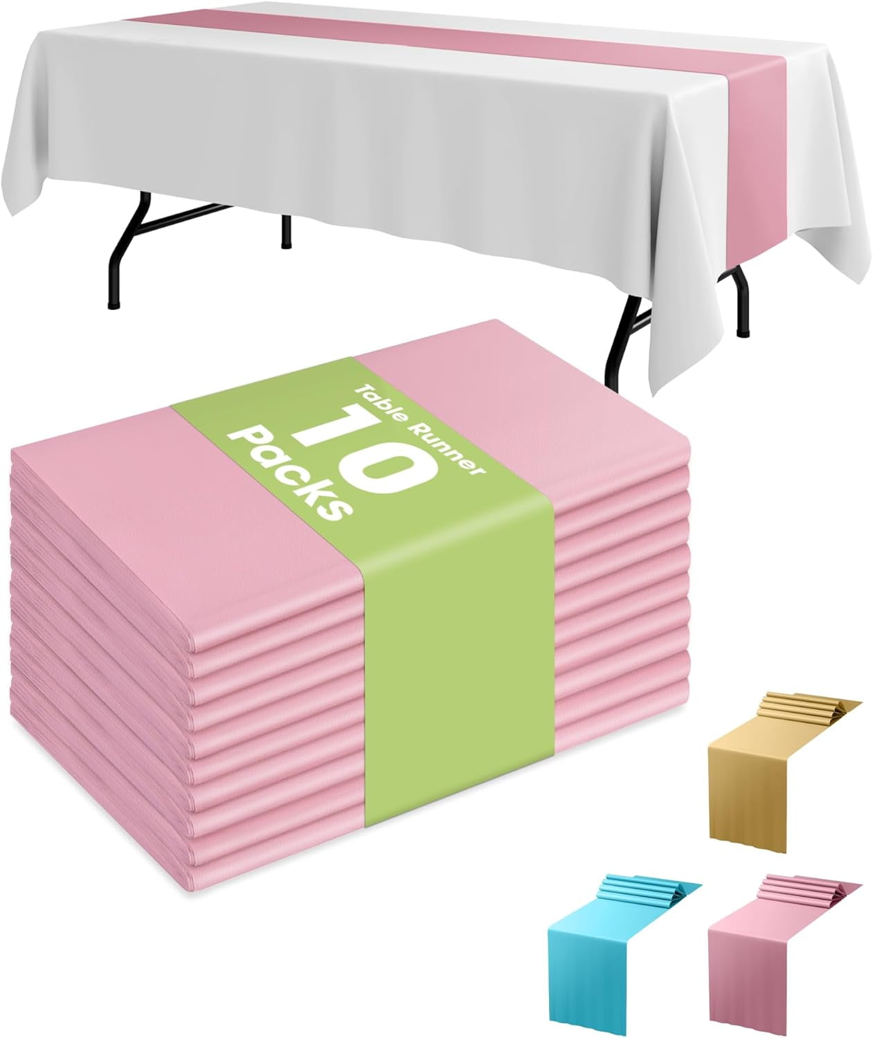 Pureegg Pink Table Runner - 10 Packs, 14'' × 108'' Plastic Table ...