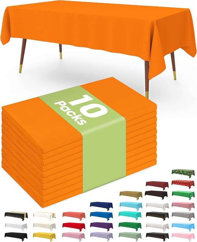 Pureegg Plastic Table Cloth Disposable 10 Pack, 54 x 108 Inch Table ...