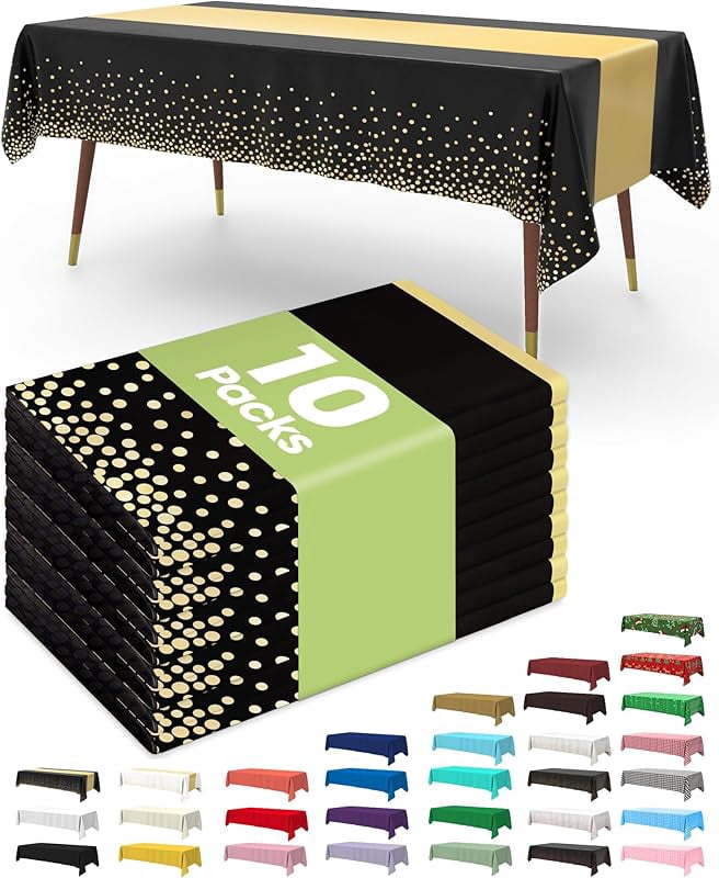 Pureegg Plastic Table Cloth Disposable 10 Pack, 54 x 108 Inch Table ...