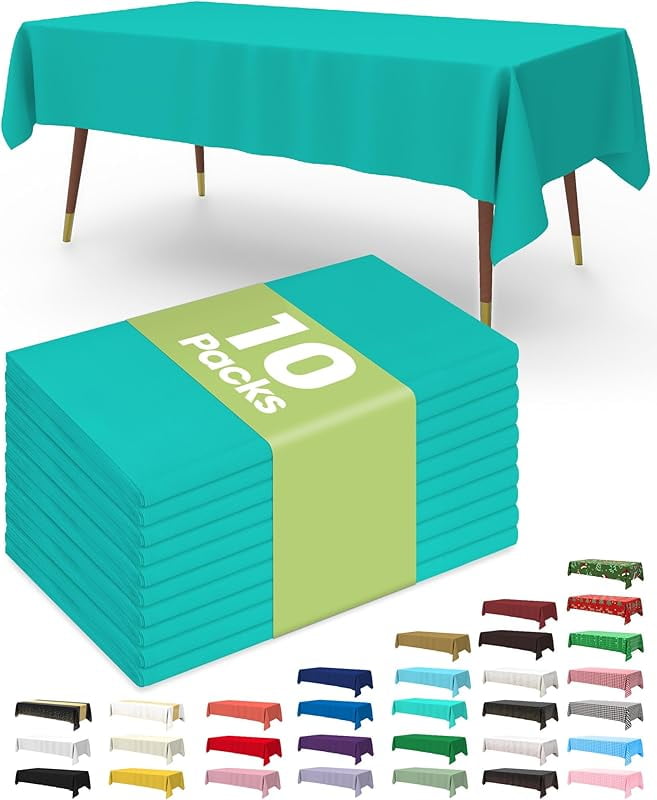 Pureegg Plastic Table Cloth Disposable 10 Pack, 54 x 108 Inch Table ...