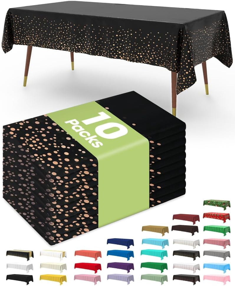 Pureegg Plastic Table Cloth Disposable 10 Pack, 54 x 108 Inch Table ...