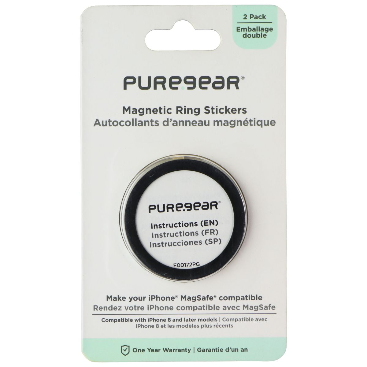 PureGear Magnetic Ring Stickers for Apple iPhones - 2 Pack Black ...