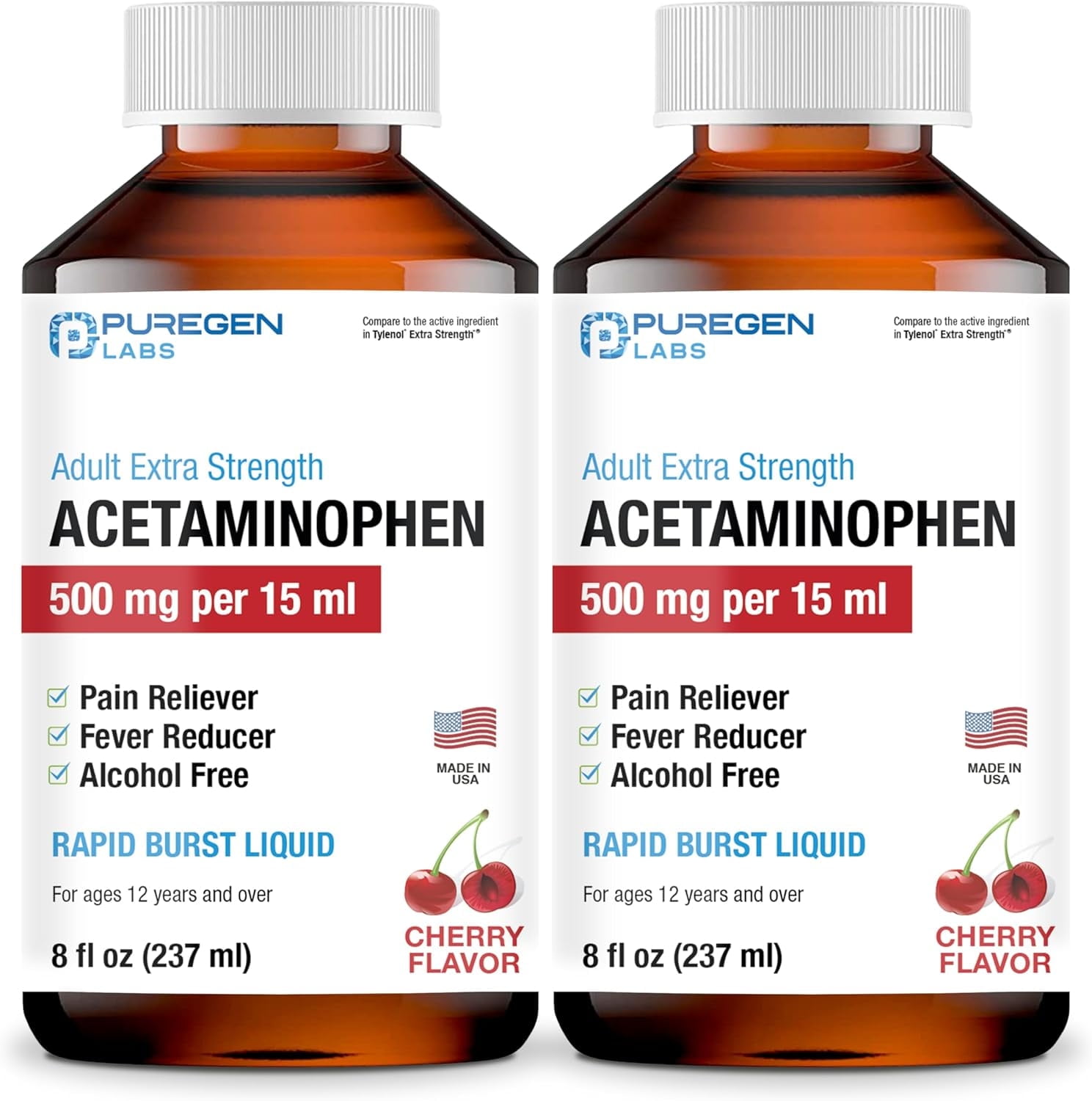 Puregen Labs Adult Extra Strength Acetaminophen Liquid 500mg/15ml - 8 ...