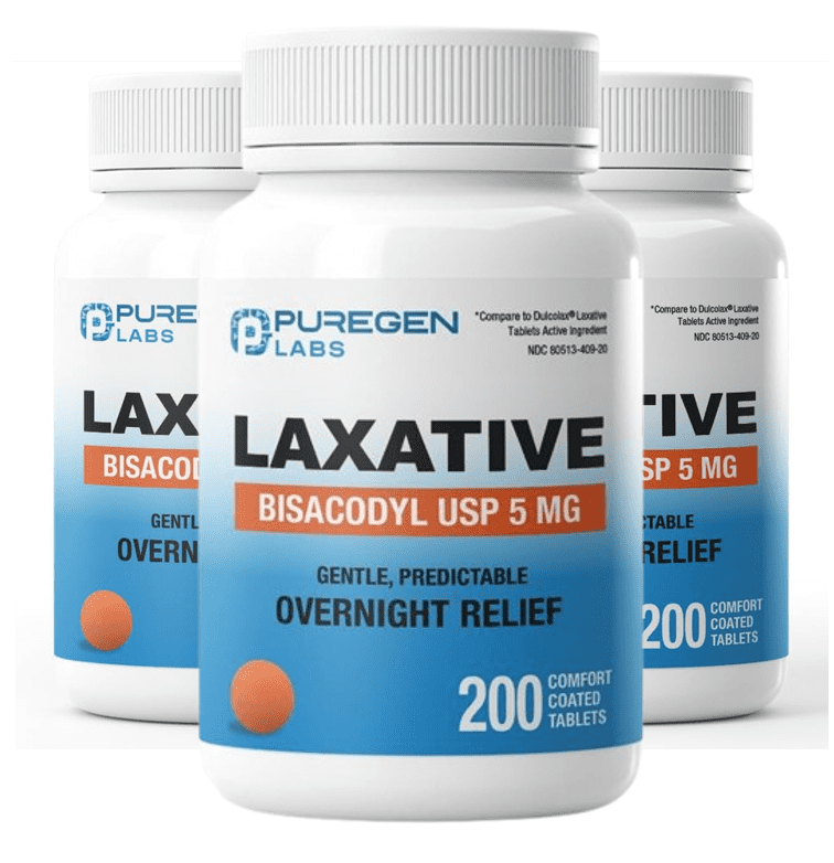 Puregen Labs Bisacodyl 5mg Tablet | 200 Count | Stimulant Laxative ...