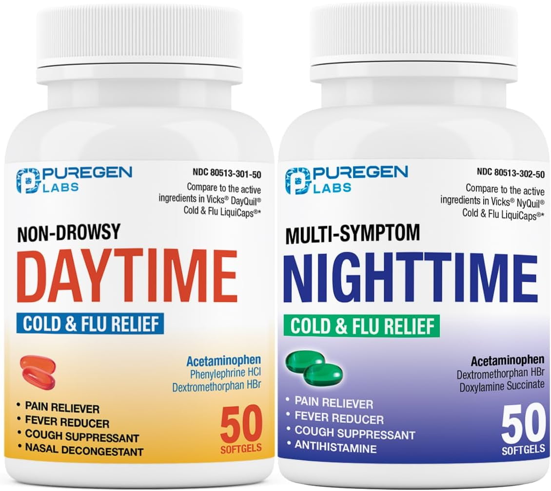 Puregen Labs Daytime and Nighttime | Powerful Multi-Symptom Relief ...