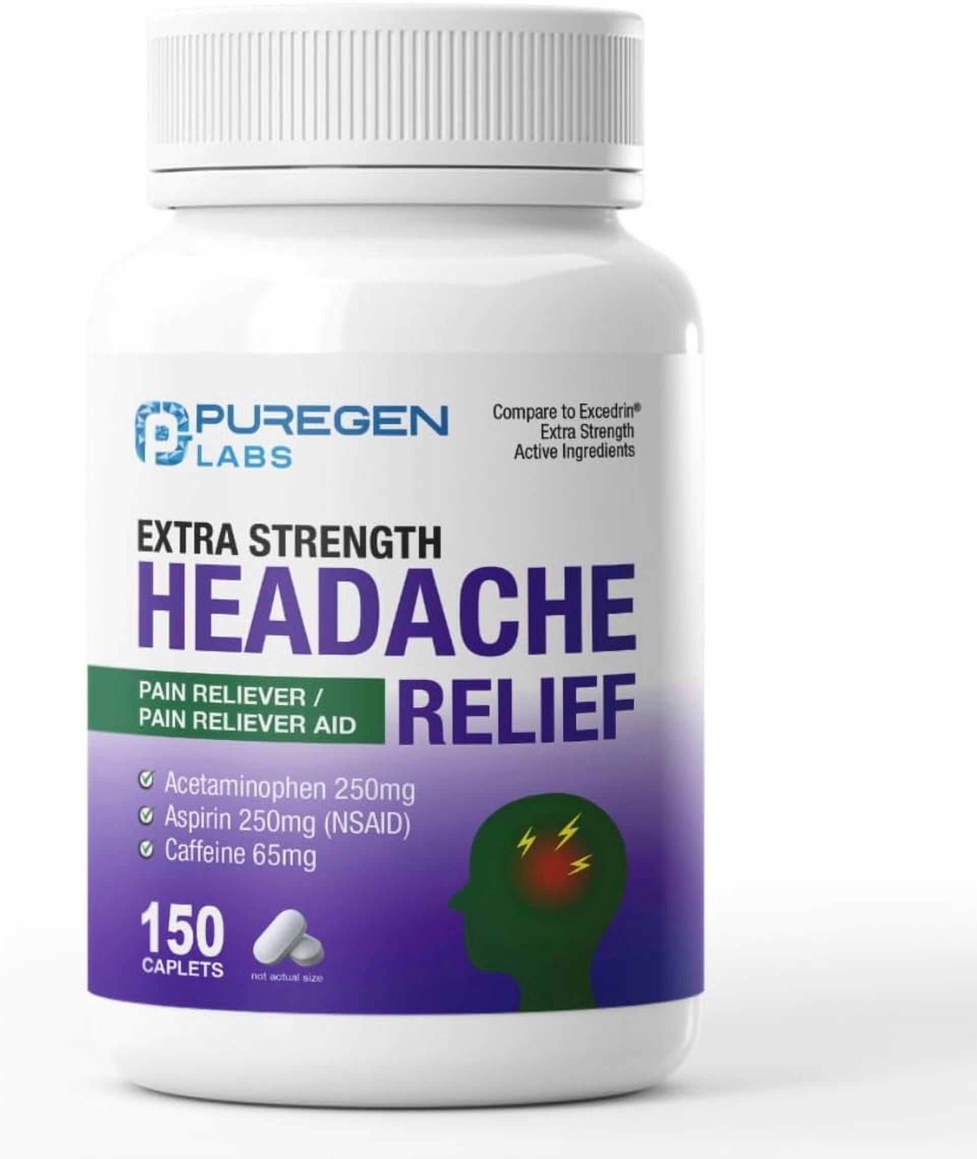 Puregen Labs Extra Strength Headache Relief 150 Caplets with ...
