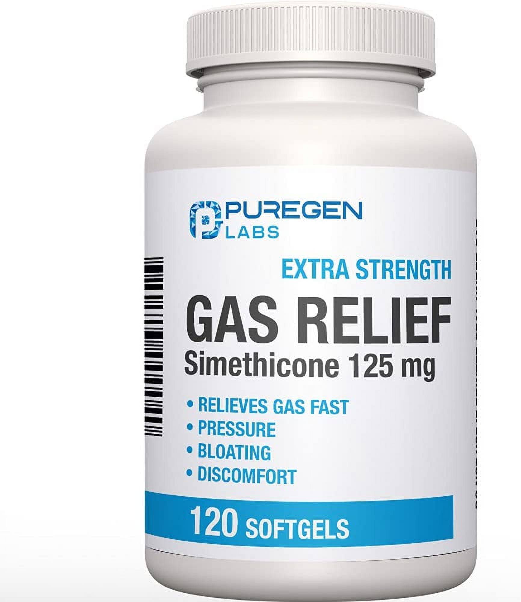 Puregen Labs Gas Relief Simethicone 125 mg Extra Strength - 120 ...