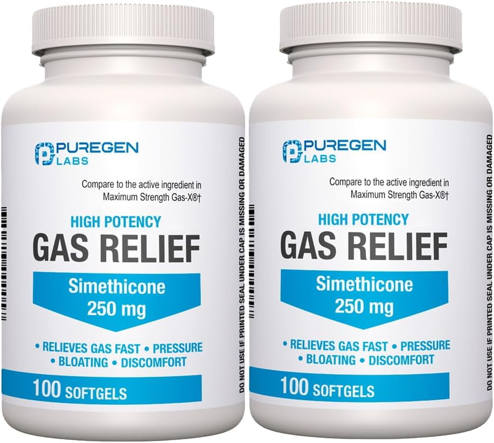 Puregen Labs Gas Relief Simethicone 250 mg - Maximum Strength - 100 ...