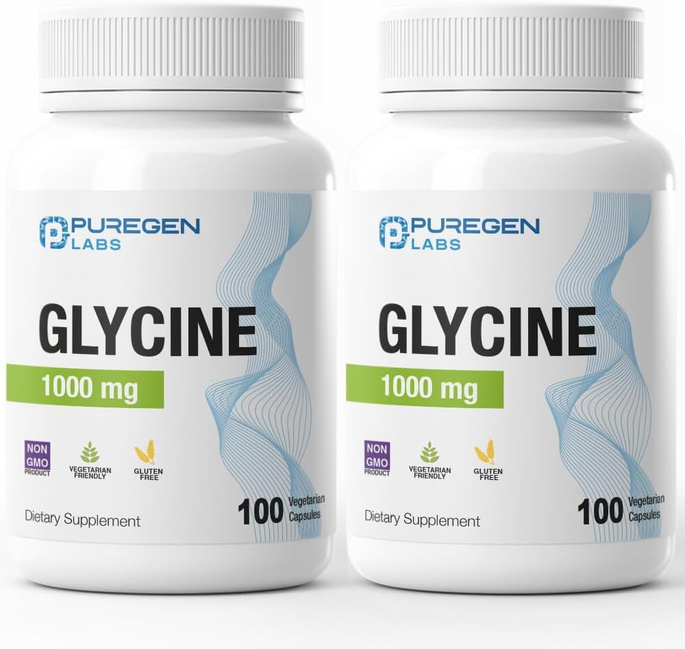 Puregen Labs Glycine 1000mg [High Potency] 100 Vegetarian Capsules ...