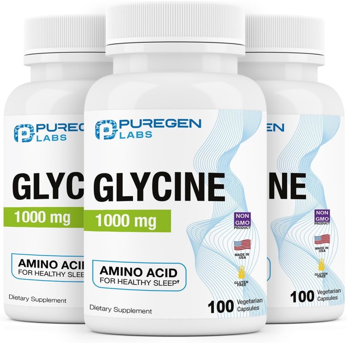 Puregen Labs Glycine 1000mg [High Potency] 100 Vegetarian Capsules ...