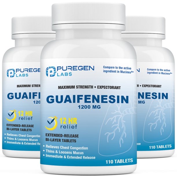 Puregen Labs Guaifenesin 1200 mg Maximum Strength Extended Release ...