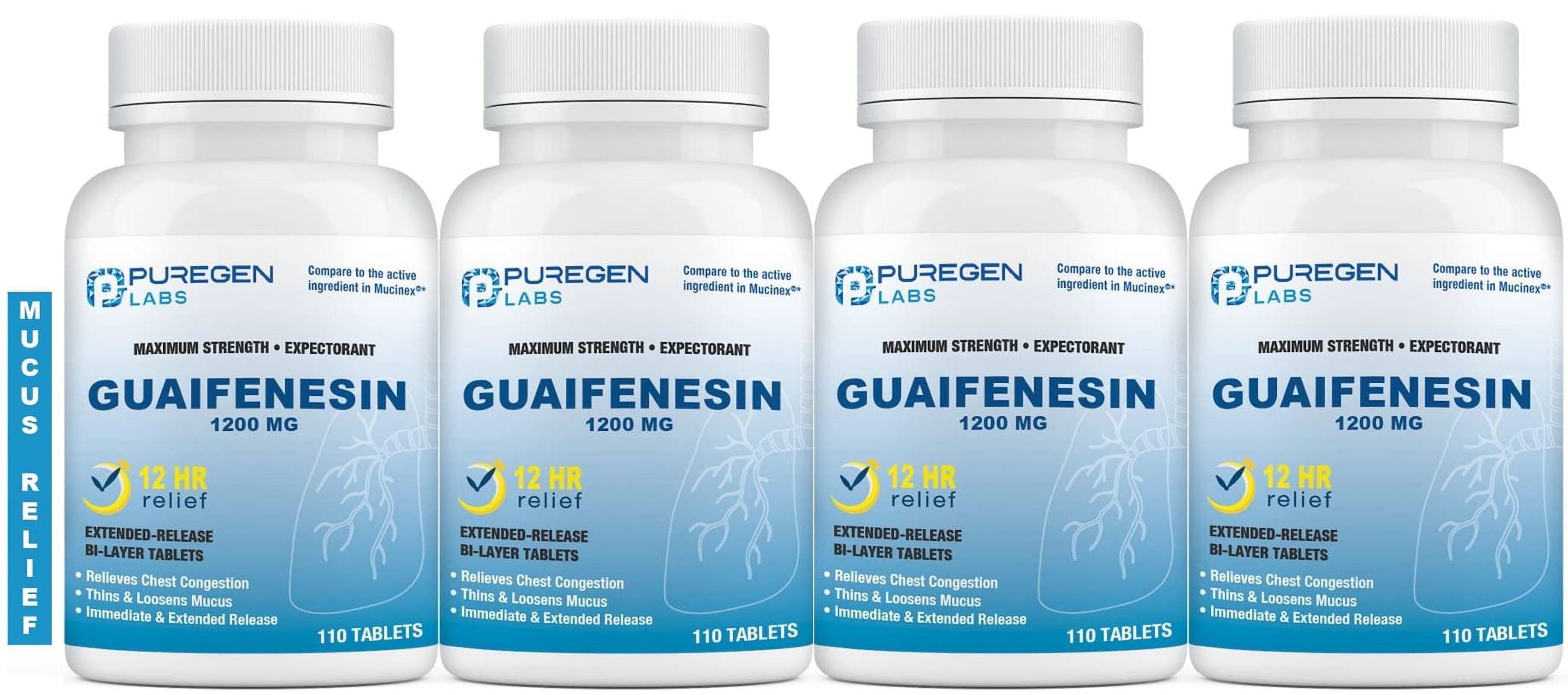 Puregen Labs Guaifenesin 1200 mg - Maximum Strength Extended Release ...