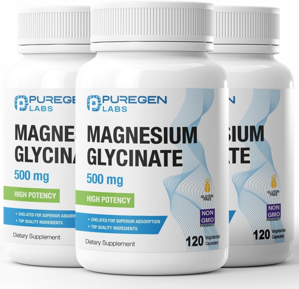 Puregen Labs High Potency Magnesium Glycinate Chelated for Superior ...