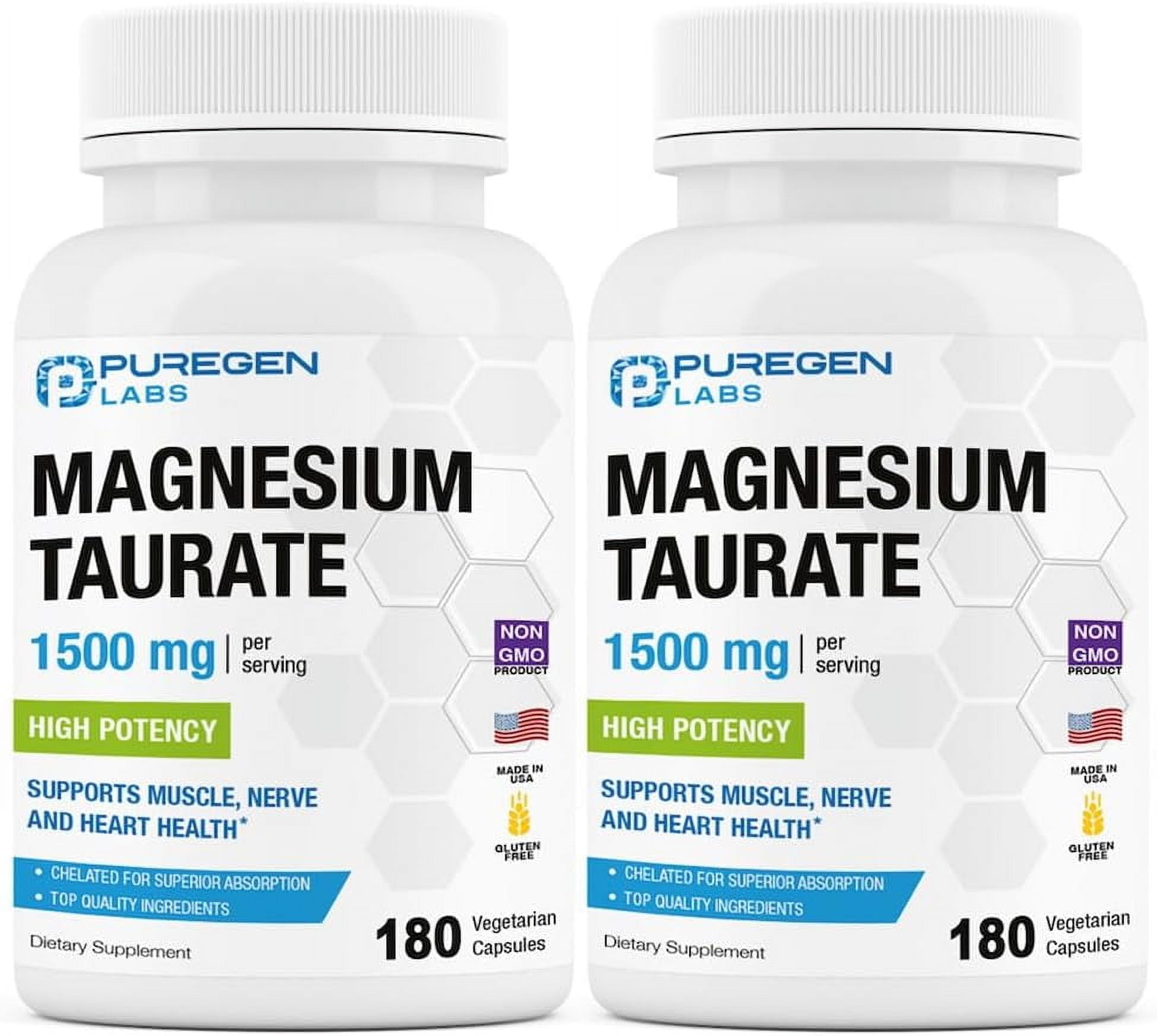 Puregen Labs High Potency Magnesium Taurate, Chelated for Superior ...