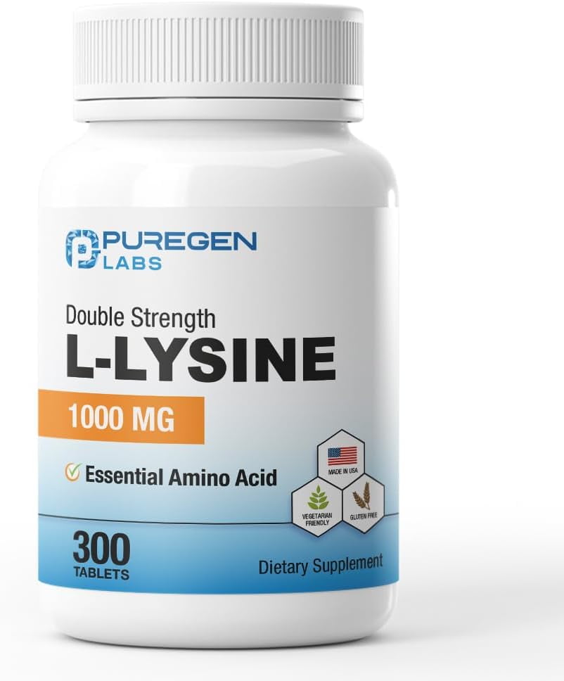 Puregen Labs L-Lysine Extra Strength 1000 MG per Tablet - 300 Servings ...