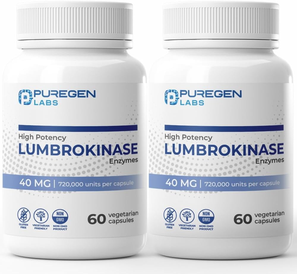 Puregen Labs Lumbrokinase High Potency Supplement, 60 Vegetarian ...