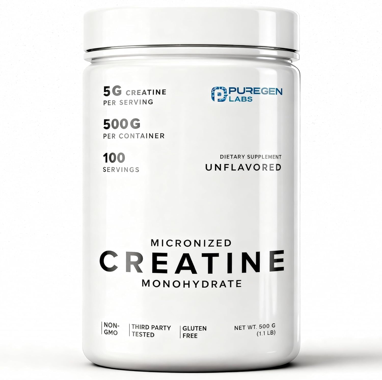 Puregen Labs Micronized Creatine Monohydrate Powder 500g – Pure ...