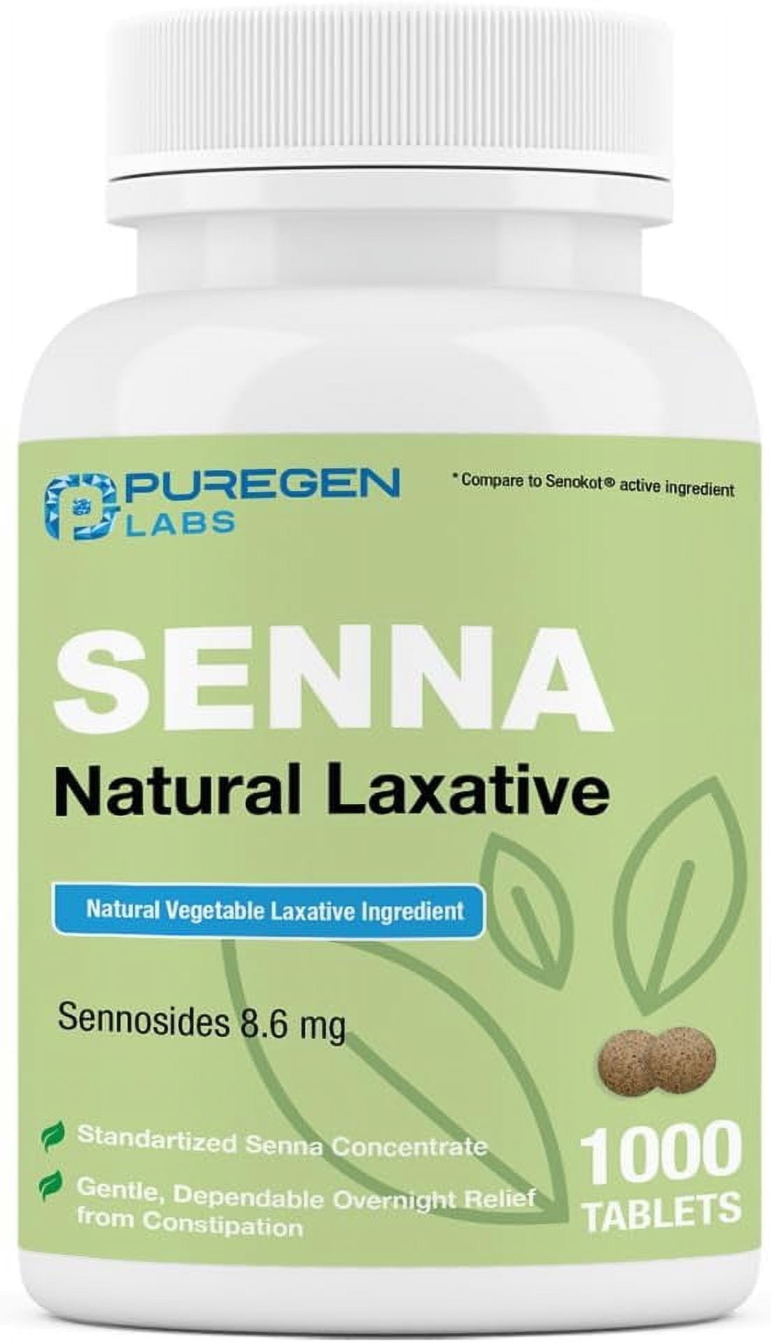 Puregen Labs Senna 1000 Tablets 8.6 mg Natural Sennosides Vegetable ...