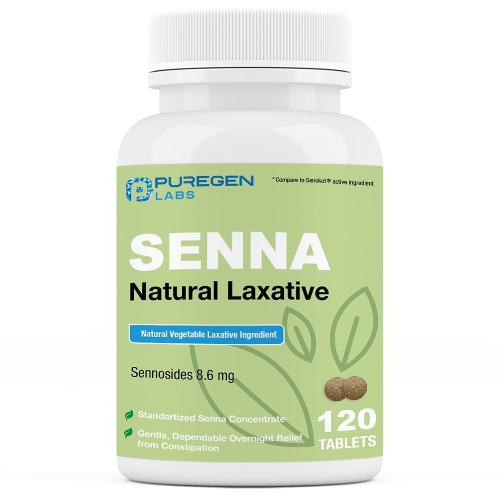 Puregen Labs Senna 8.6mg – Vegetable Laxative for Constipation, 120 ...