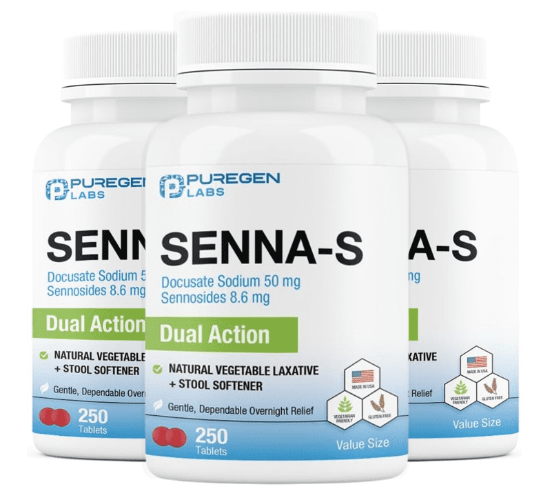 Puregen Labs Senna-S Natural Vegetable Laxative Plus Stool Softener ...