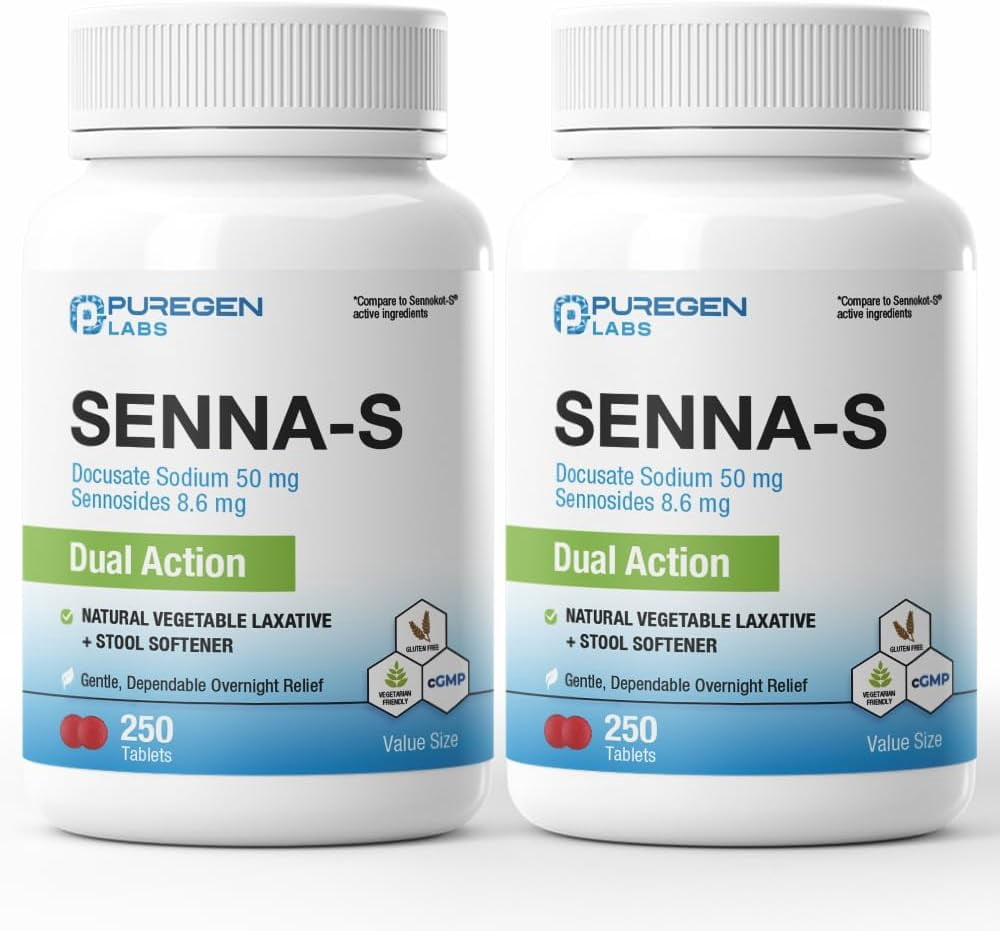 Puregen Labs Senna-S Natural Vegetable Laxative 250 Tablets 2PK ...
